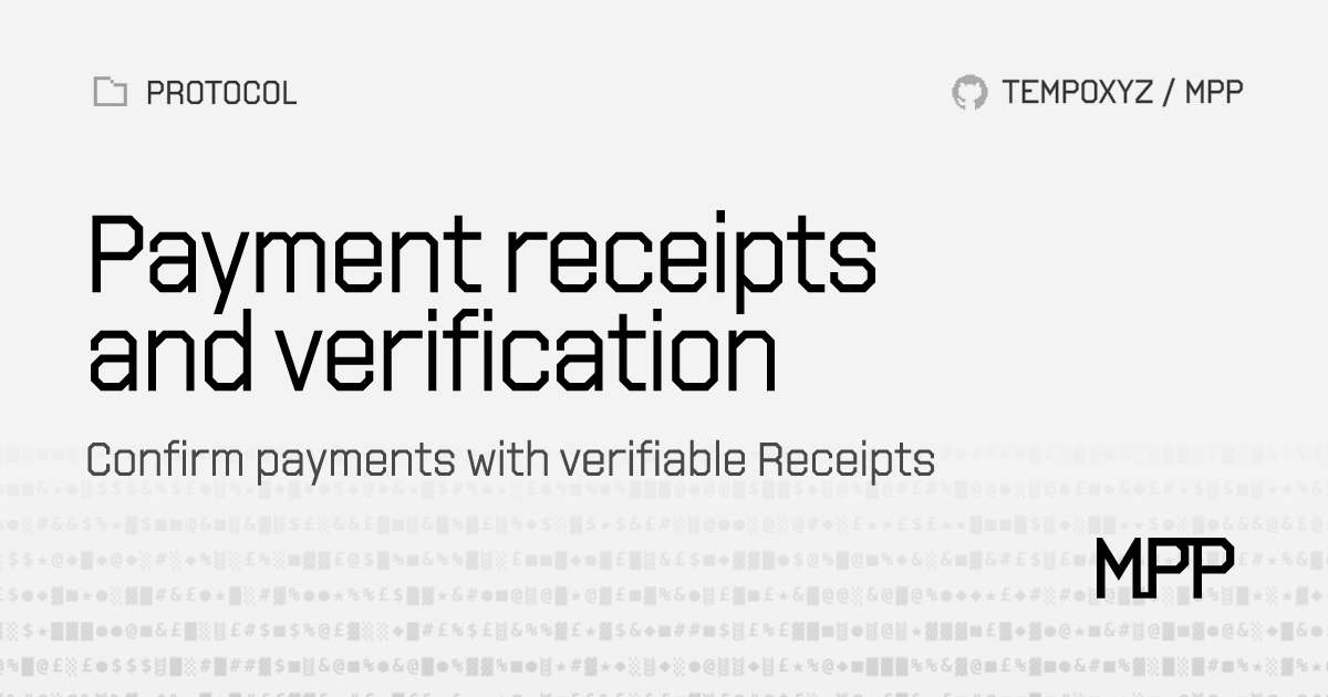 Payment receipts and verification | MPP